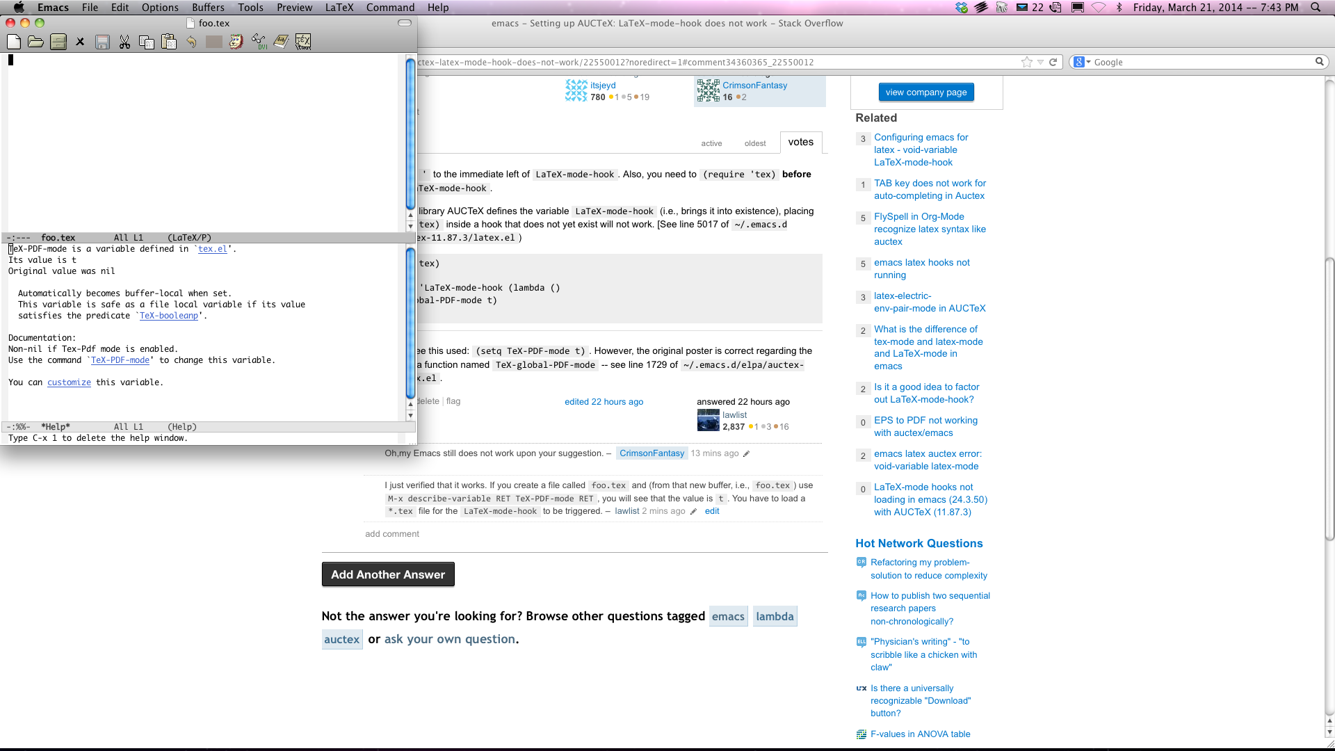 Emacs Setting Up Auctex Latex Mode Hook Does Not Work Stack Overflow